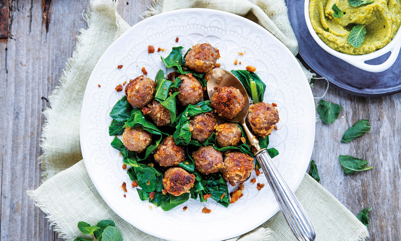 Polpettine di carne e bietole saltate con crema di fave - SuperSIGMA