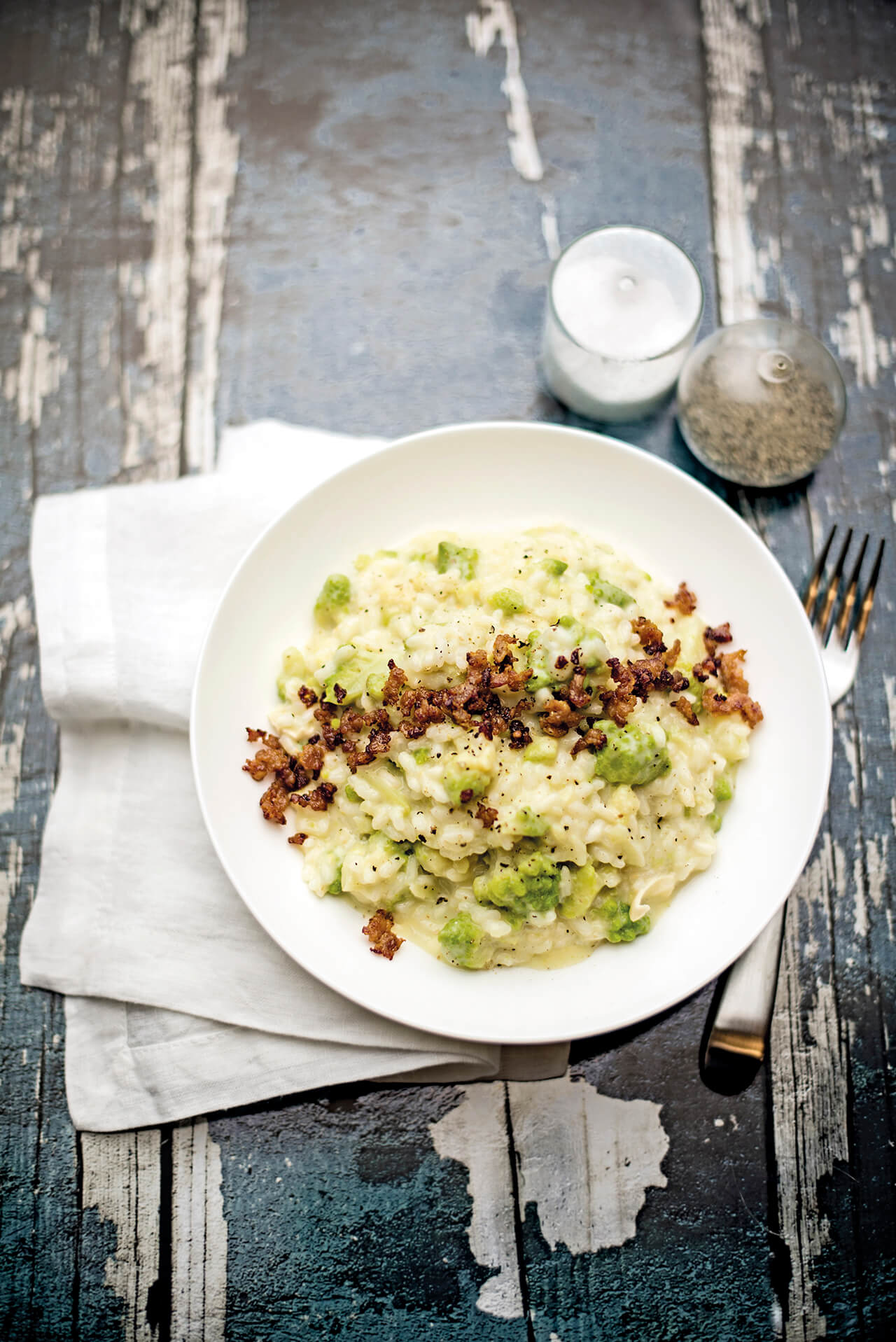 Risotto con cavolo romanesco, brie e salsiccia croccante - SuperSigma